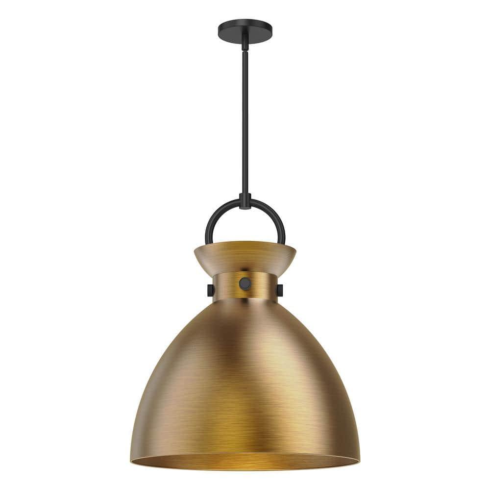 ALORA MOOD Waldo 18 in. 1 Light 60-Watt Matte Black/Aged Gold Pendant ...