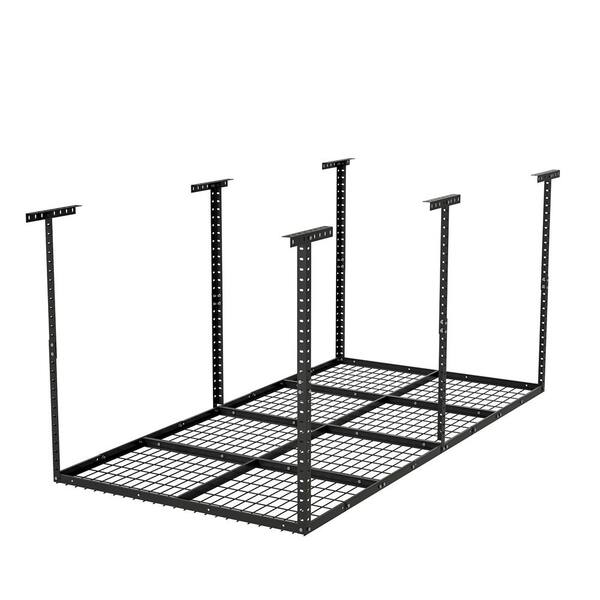 FUNKOL 4 ft. x 8 ft. Heavy-Duty Black Modern Iron Ceiling Storage Shelf ...