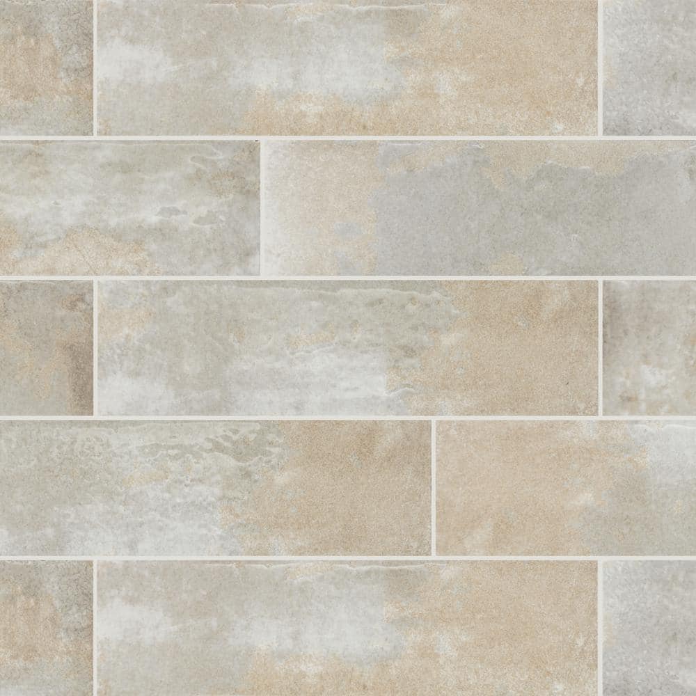 Daltile Brickhaven Oyster 2 in. x 8 in. Glazed Porcelain Floor and Wall ...