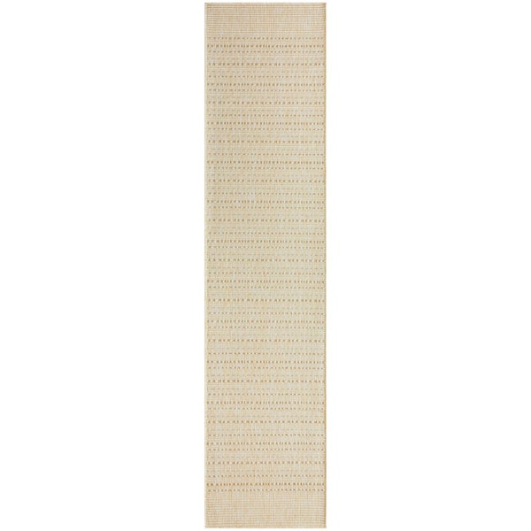 Nourison Tulum Cream 2 ft. x 8 ft. All-Over Design Contemporary Runner ...