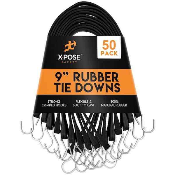XPOSE SAFETY 9 in. Molded Rubber Tie Down Straps - 50 Pack TS-9-50 ...