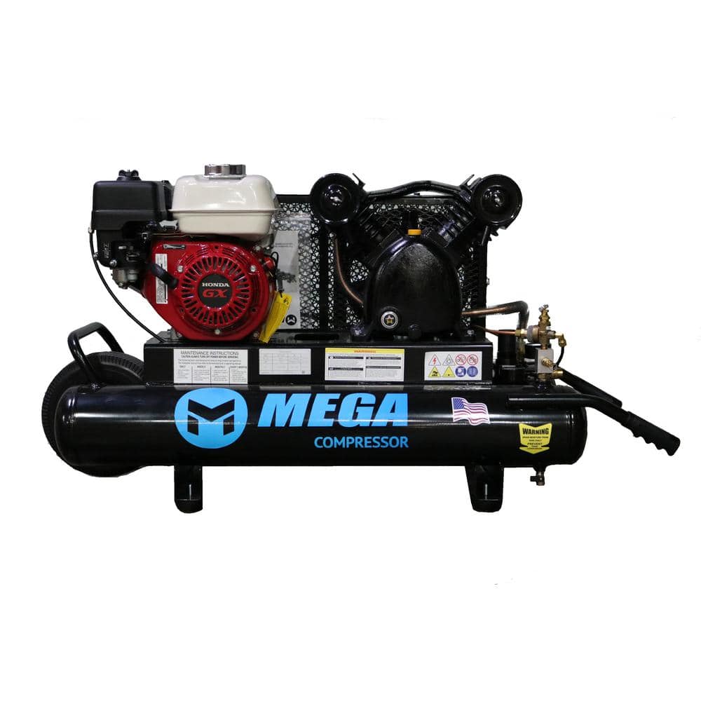 Mega Compressor 10 Gal. 6.5 HP 150 PSI Portable Wheelbarrow Gas Air ...