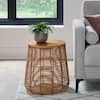 StyleWell Pala 17.3 in. Natural Rattan Side Table with Removable Top ...