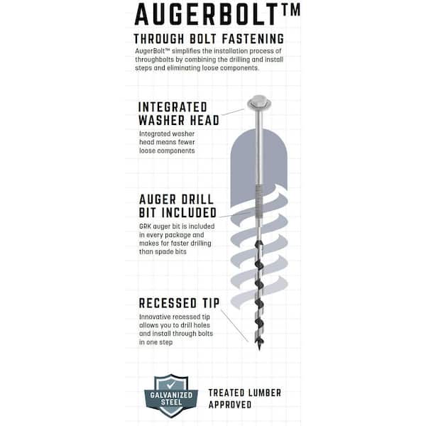 GRK Fasteners 1/2 in. x 7 in. Galvanized Auger Bolt Post to Beam ...