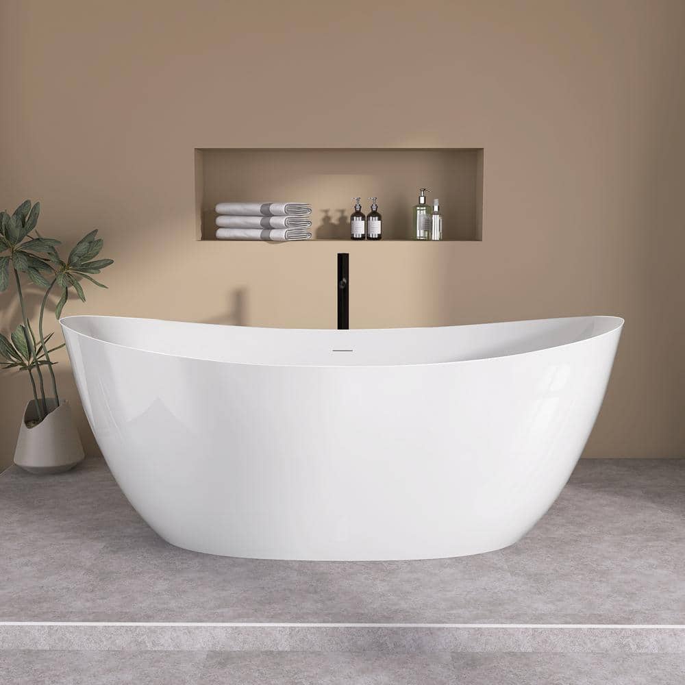 Getpro 69 in. x33 in. Acrylic Freestanding Soaking Bathtub Double ...
