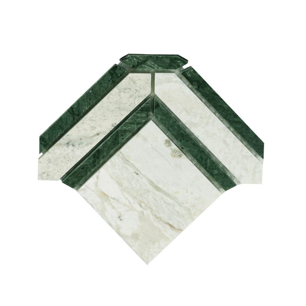 Giorbello Ming Green 12 in. x 12 in. x 8mm Polished Marble Framed ...