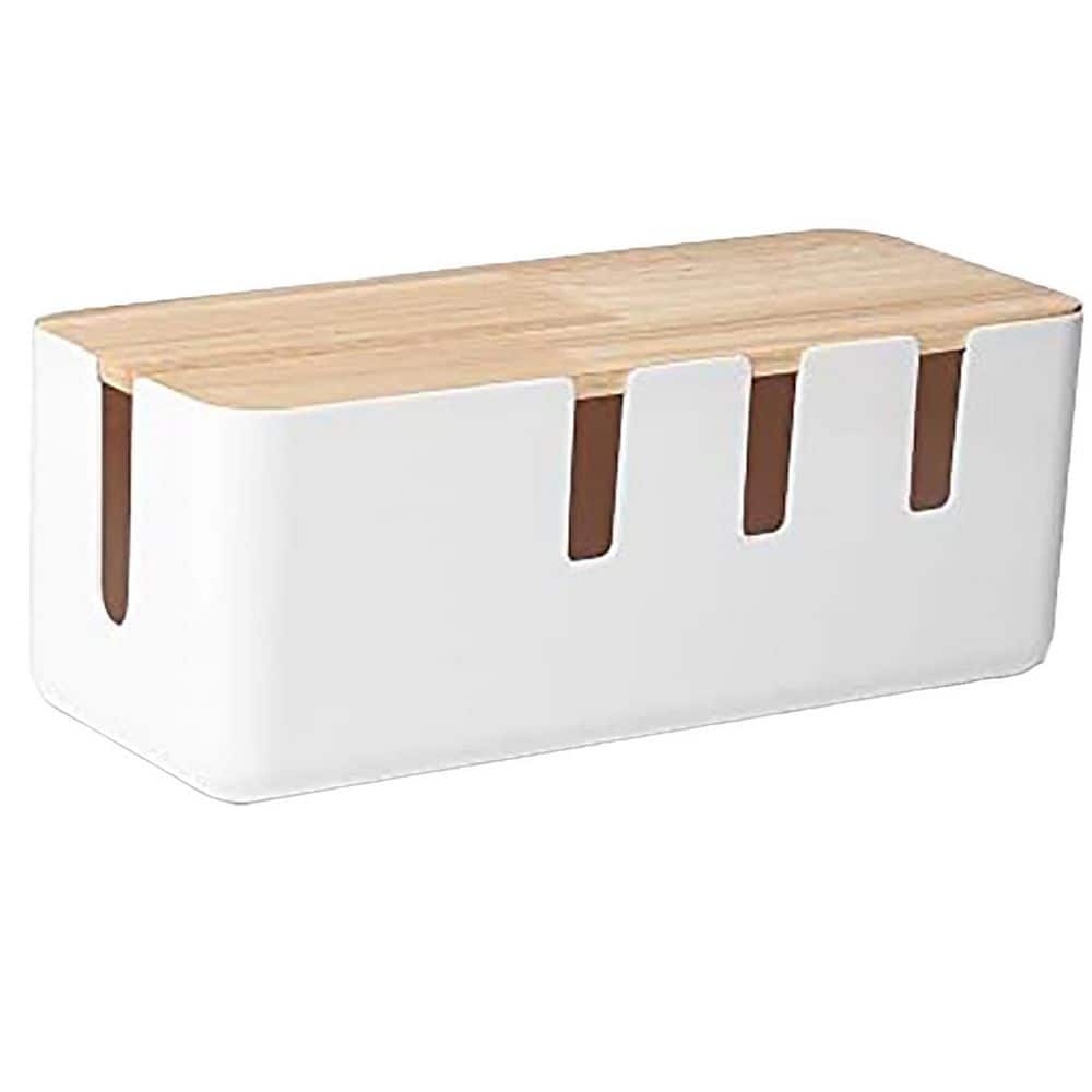 Lukyamzn Cable Management Box 12 x 5 x 4.5 in. Wire Organizer with Wood ...