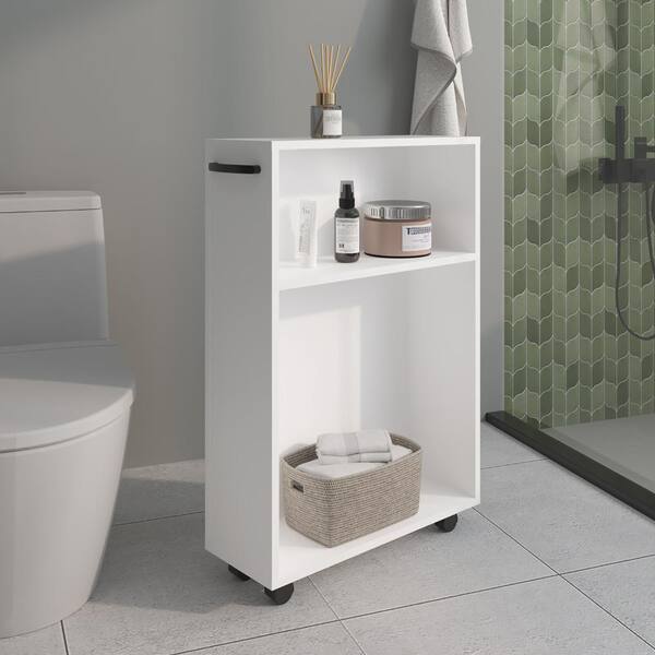 Luxeyard Bathroom Storage Cart with 2 Shelves and 4 Wheels Rolling ...