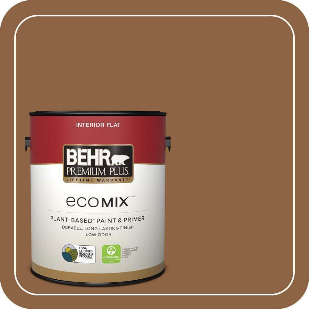 BEHR PREMIUM PLUS 1 gal. #260F-7 Caramel Latte Flat EcoMix Plant-Based ...