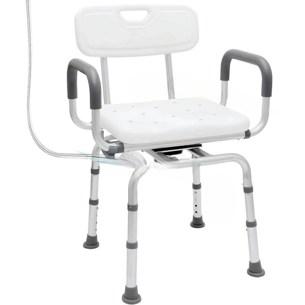 Anqtovp 21.3 in. Freestanding Portable Shower Chair with Armrests ...
