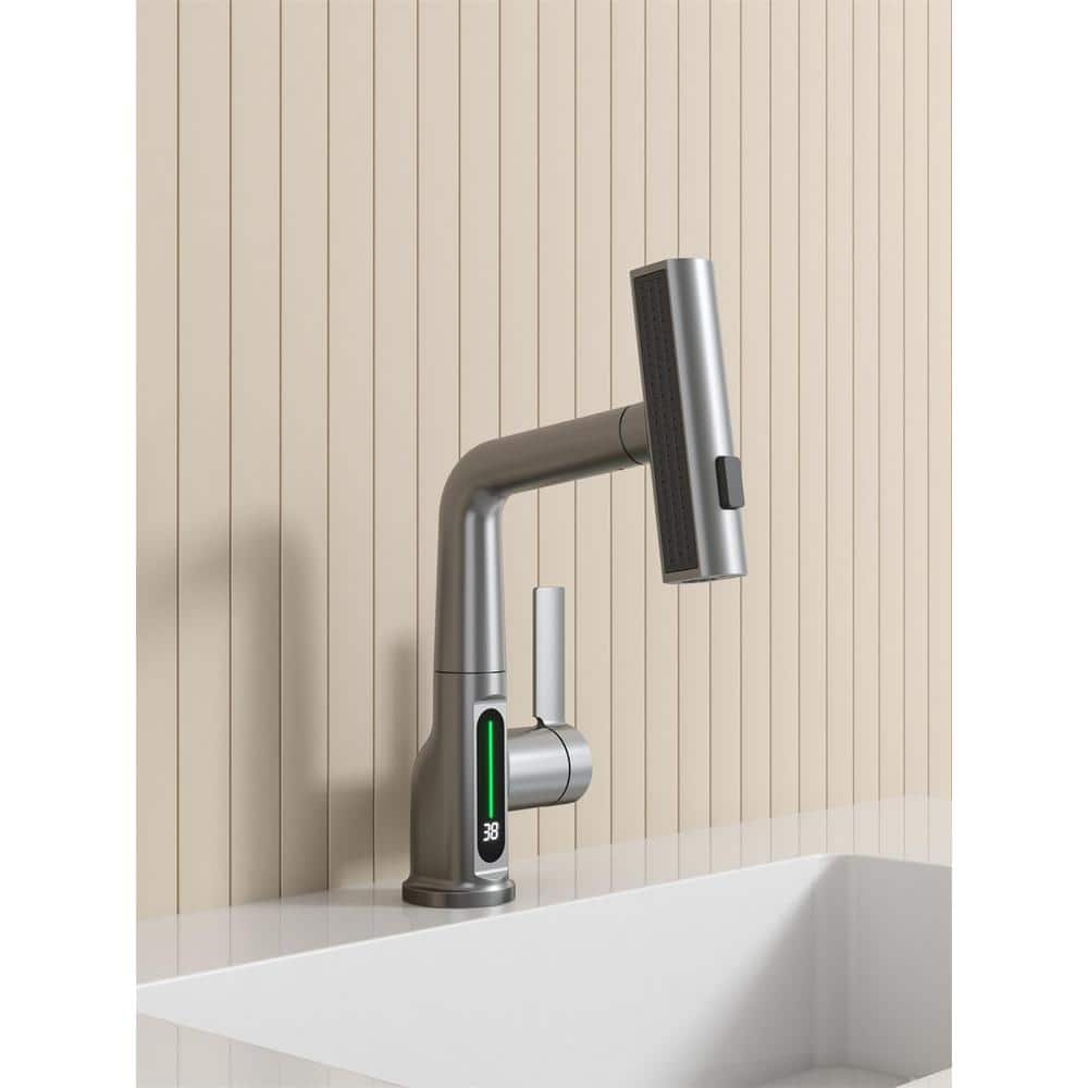 1-Piece 3-in-1 LED Temperature Bath Hardware Set Sink Faucet with ...