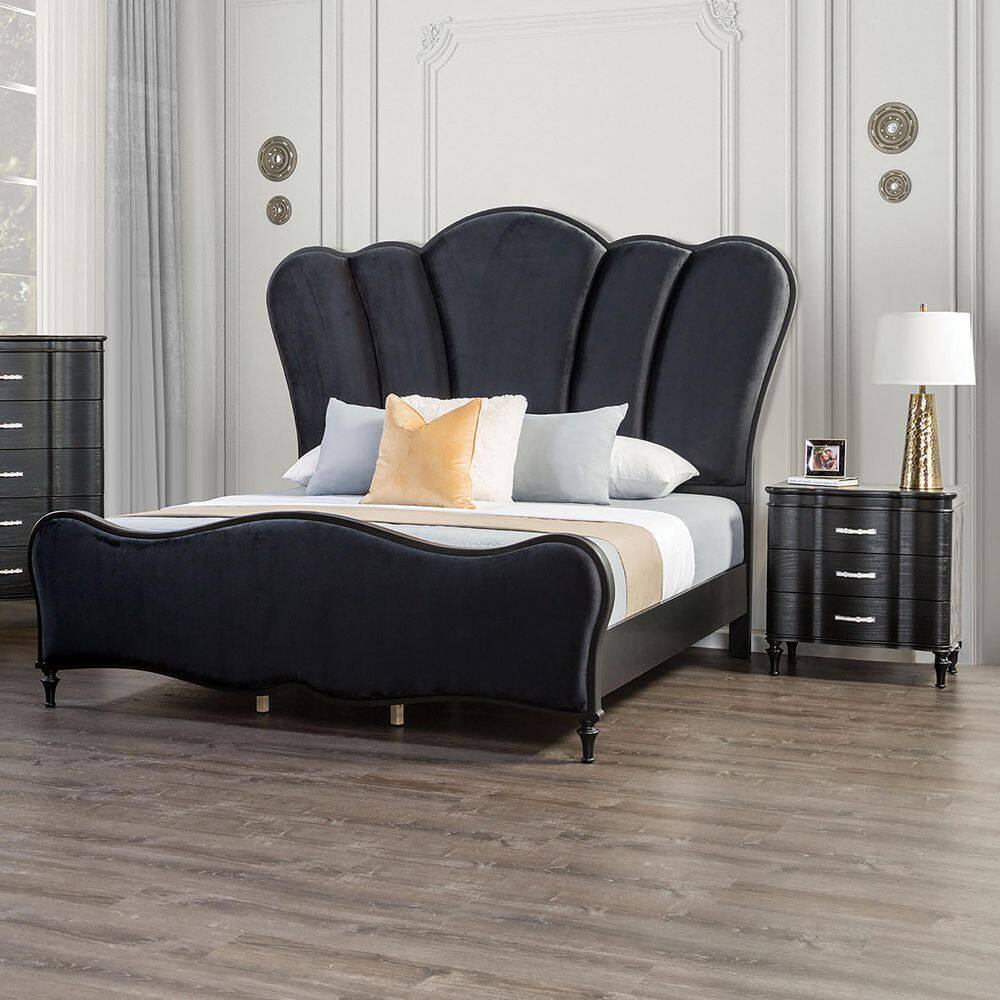 Furniture of America Seabliss 2-Piece Glam Black Wood Queen Panel ...