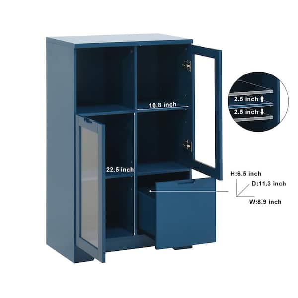 Blue Storage Cabinet Alden Design Navy Blue Wooden Bathroom Floor