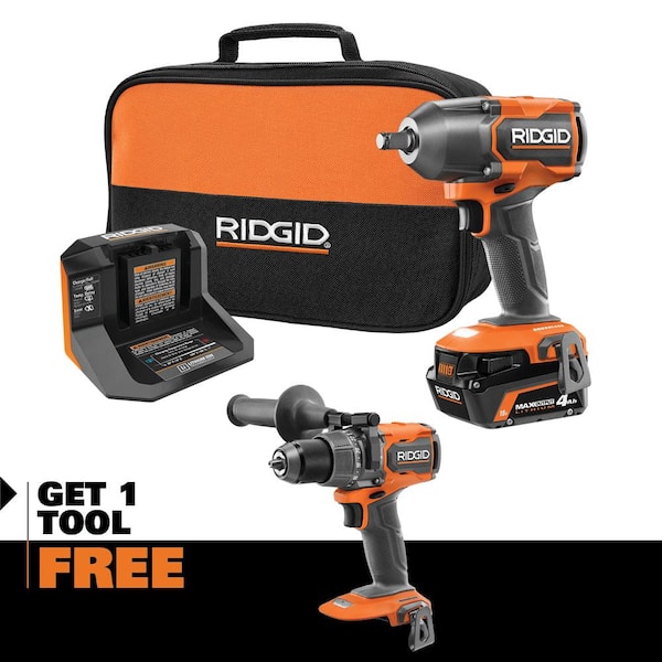 RIDGID 18V Brushless Cordless 2-Tool Combo Kit w/ 1/2 in. Impact Wrench ...