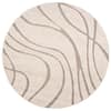 SAFAVIEH Florida Shag Cream/Beige 4 ft. x 4 ft. Round Solid Area Rug ...