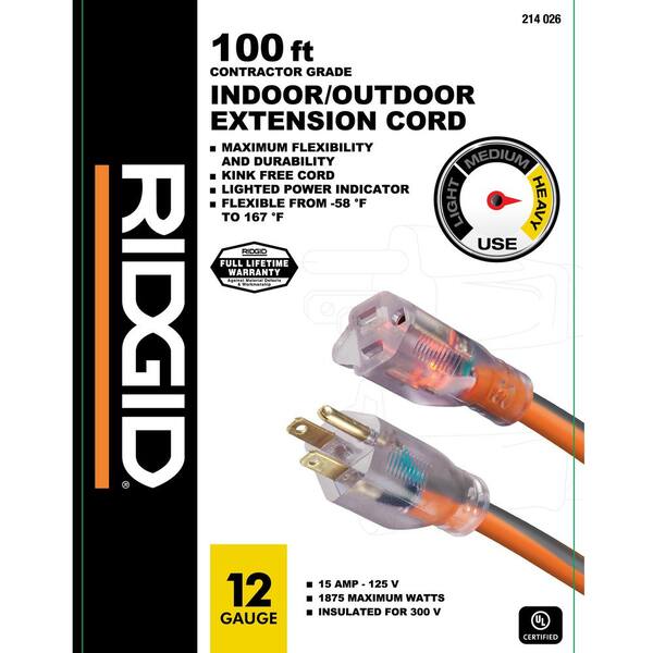 Extension Cord Outdoor 100ft 100ft. 12/3 TriTap, 3-Outlet Extension ...