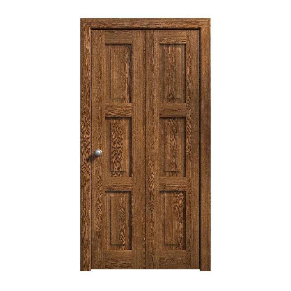 Sartodoors 60 in. x 84 in. Cognac Oak Solid Wood Bi-Fold Doors with ...