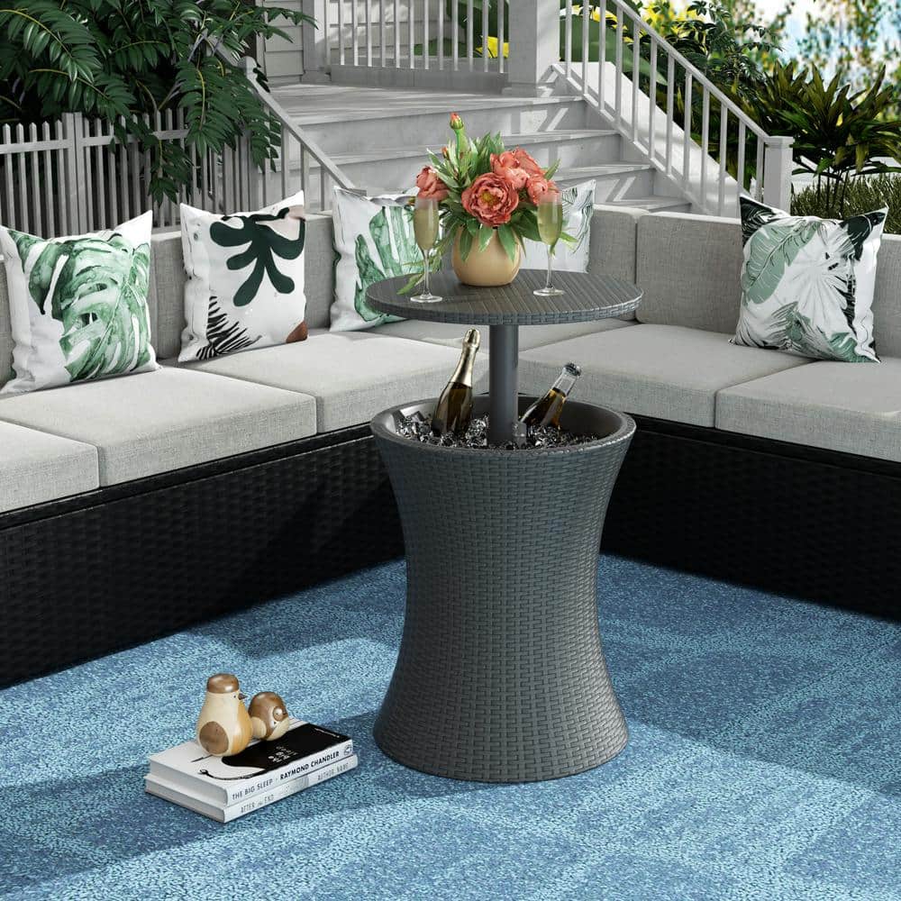 WESTIN OUTDOOR Sunbeam Black Resin Rattan 22 in. Adjustable Outdoor ...