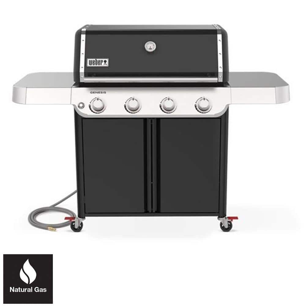 Weber Genesis E-415 4-Burner Natural Gas Grill in Black with Full Size ...