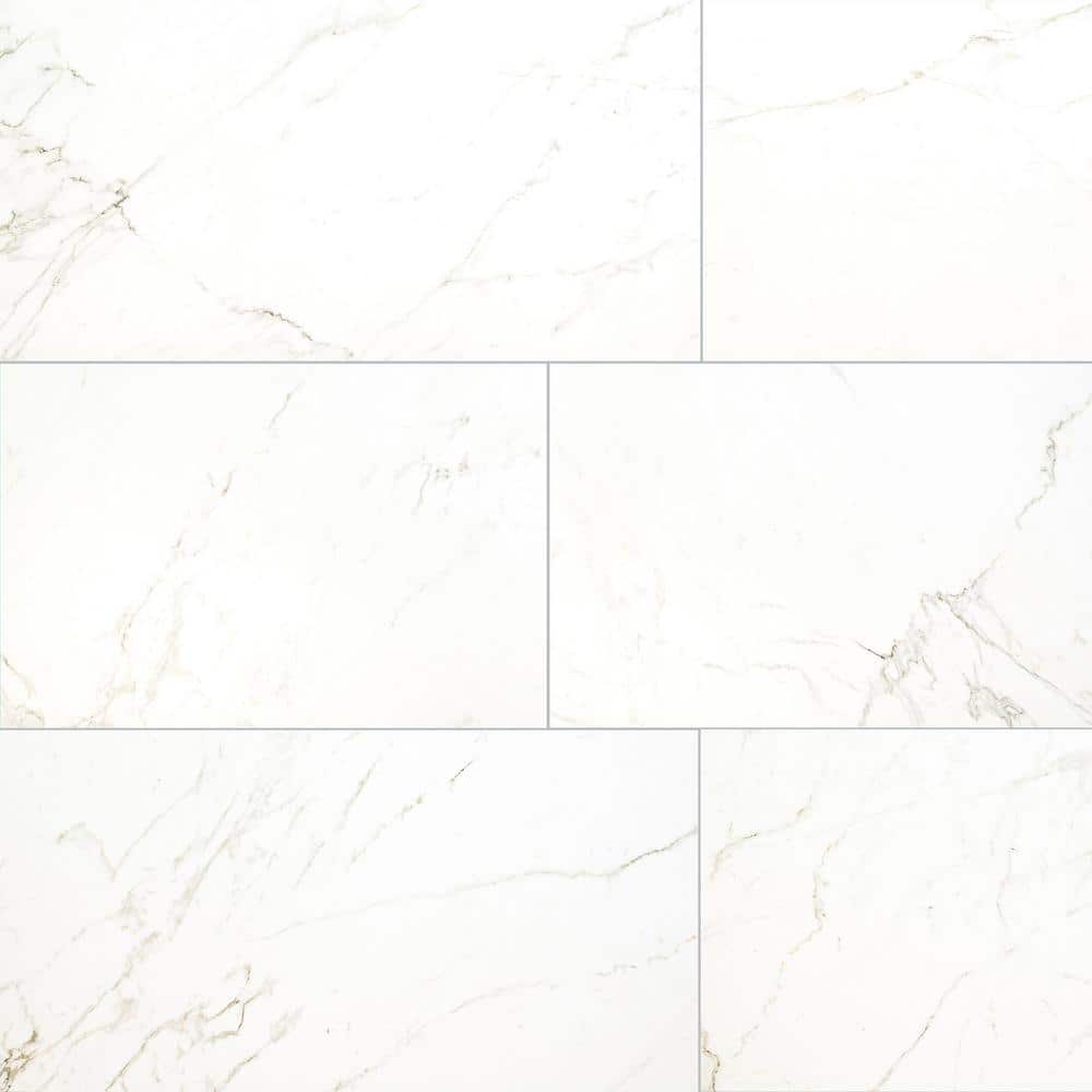 MSI Michella Calacatta Isla 24 in. x 48 in. Matte Porcelain Marble Look ...