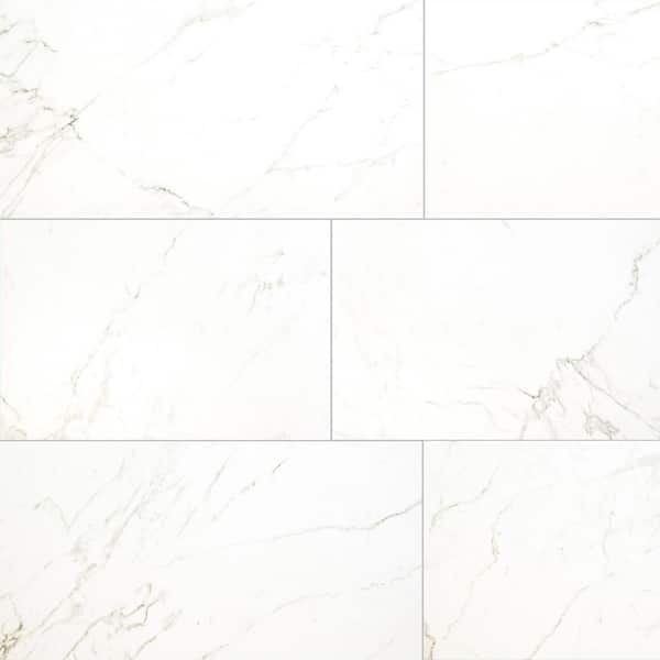 MSI Michella Calacatta Isla 24 in. x 48 in. Matte Porcelain Marble Look ...