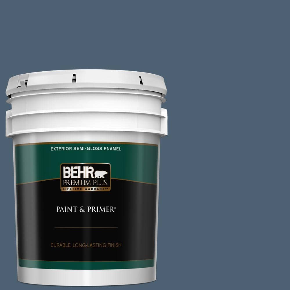 BEHR PREMIUM PLUS 5 gal. #PPU14-19 English Channel Semi-Gloss Enamel ...