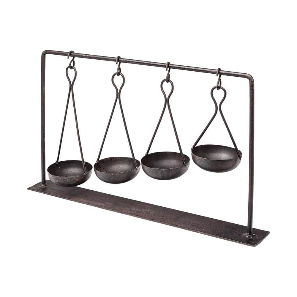 HomeRoots 11 in. Brown Vintage Look Four Metal Spice Rack 2000392512 ...