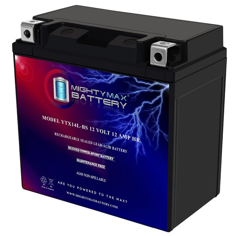 MIGHTY MAX BATTERY YTX14L-BS Battery Replacement for Exide 14L-BS ...