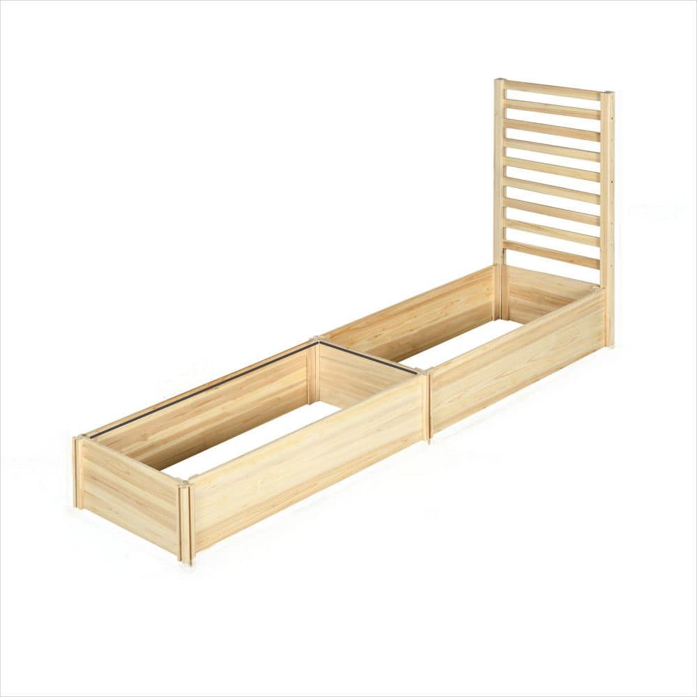 Jushua 90.5 in. x 23.5 in. x 43.25 in. Wood Raised Garden Bed with Trellis and 2-Compartments ...