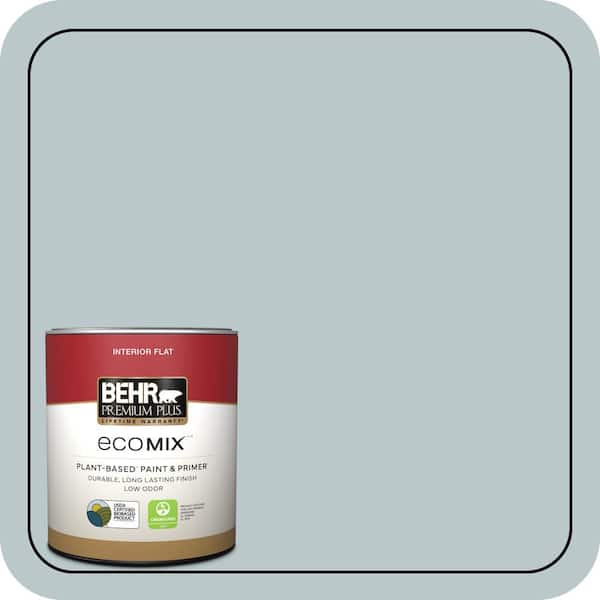 BEHR PREMIUM PLUS 1 qt. #N470-2A Dusted Blue Flat EcoMix Plant-Based ...