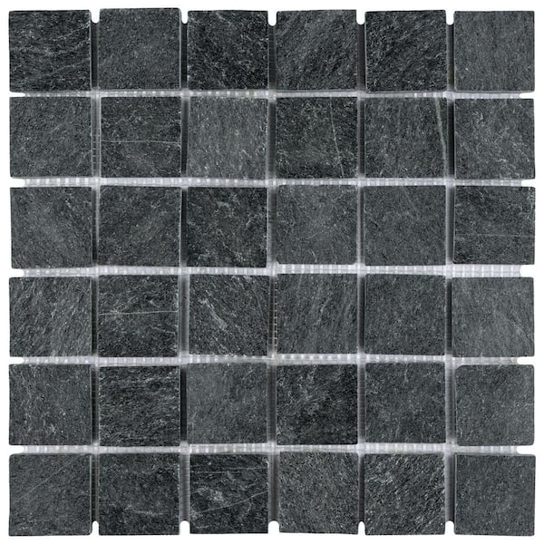 Merola Tile Crag Quad Black Quartzite 12 in. x 12 in. Natural Stone ...