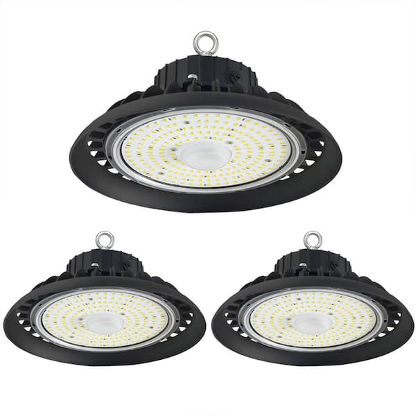 Bieuoram 11 in. 150W Integrated LED Balck High Bay Light, 24000LM 5000K ...