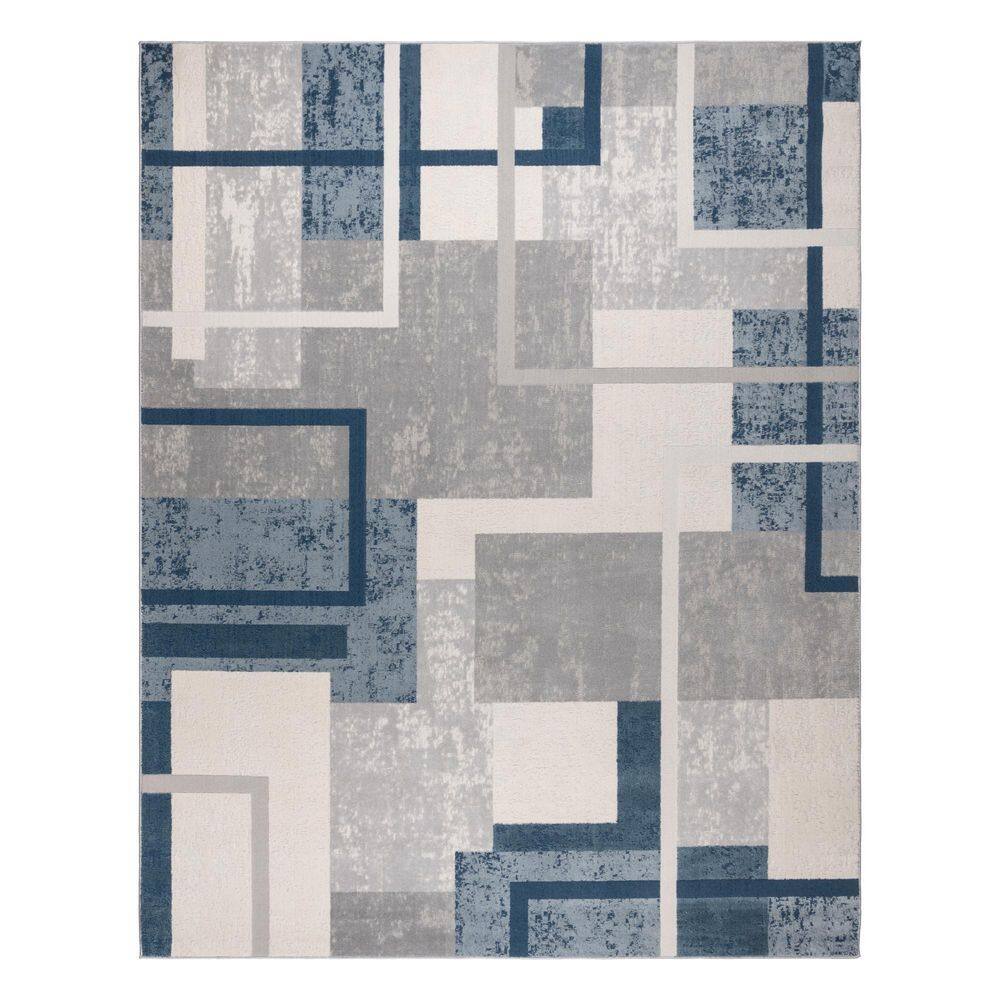 Gertmenian & Sons Ethan Abstract Geo Blue 8 ft. x 10 ft. Geometric ...