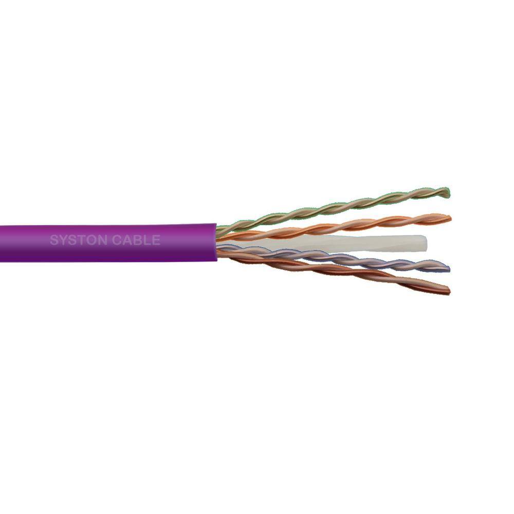 Syston Cable Technology 1000 ft. Purple 23/4 Solid CU CAT-6E CMP ...