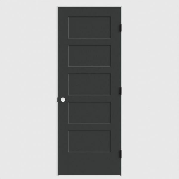 Masonite 30" x 80" 5-Panel Bayshore Left-Hand Solid Core Jet Black ...