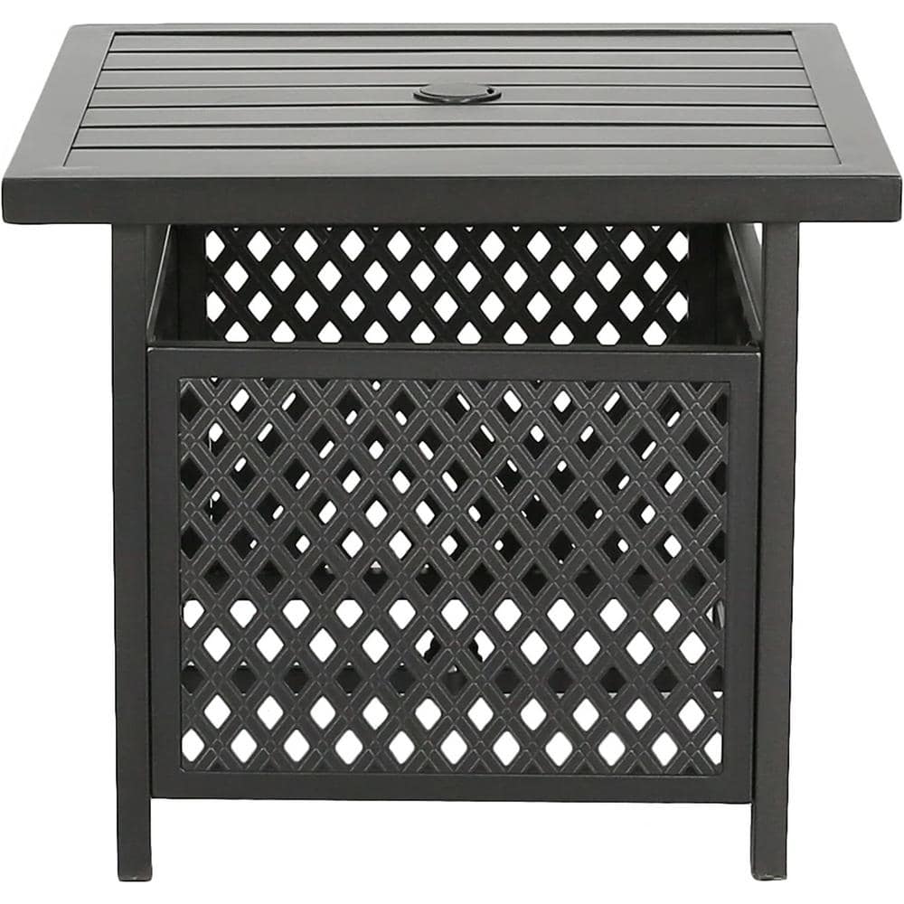 maocao hoom 22 in. Metal Outdoor Patio Side Table with Umbrella Hole ...