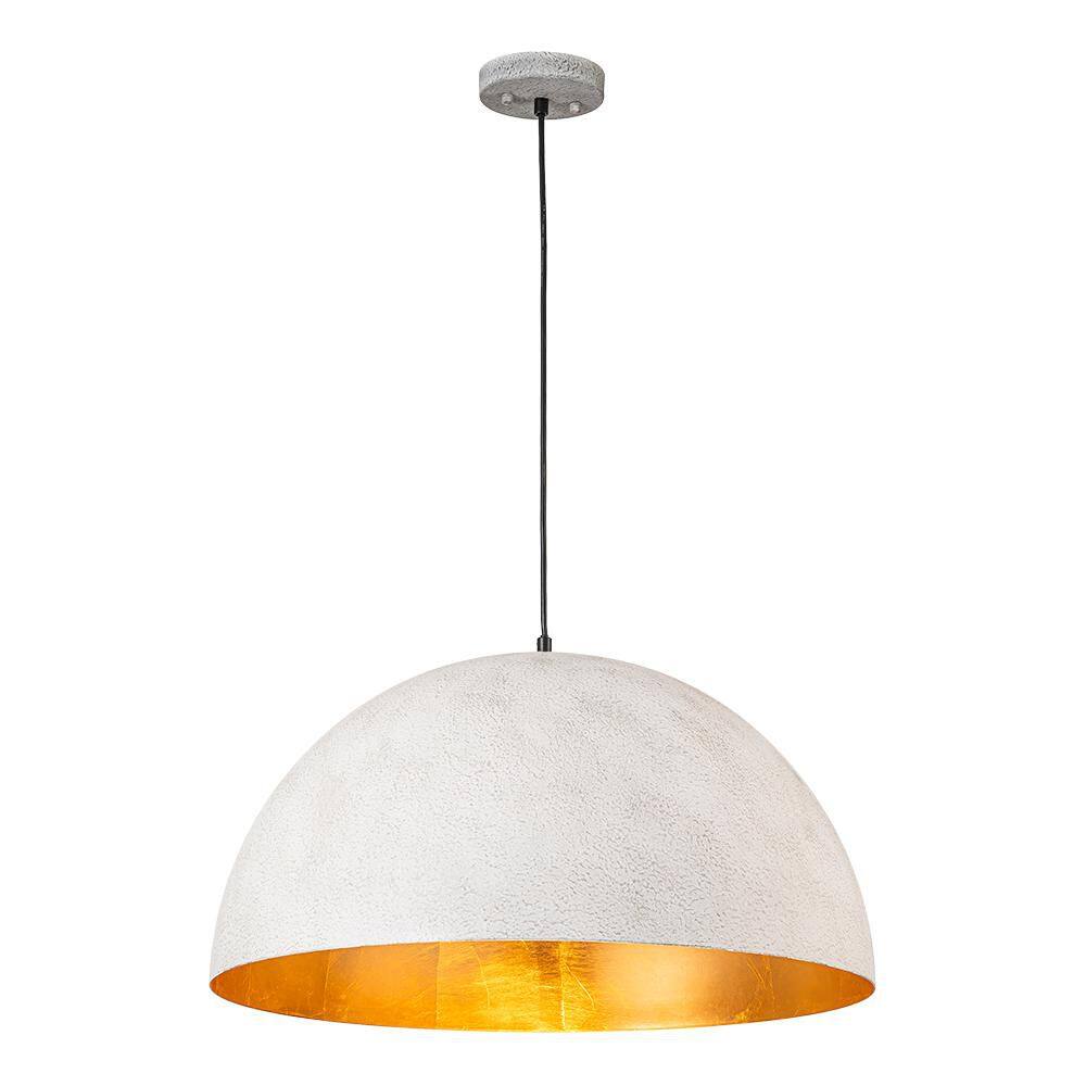 Y'INSP Brava 1-Light Antique White and Gold Leaf Dome Pendant Light ...