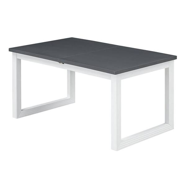 Polibi 6-Piece Modern White/Gray Extendable Wood Top Dining Room Set ...