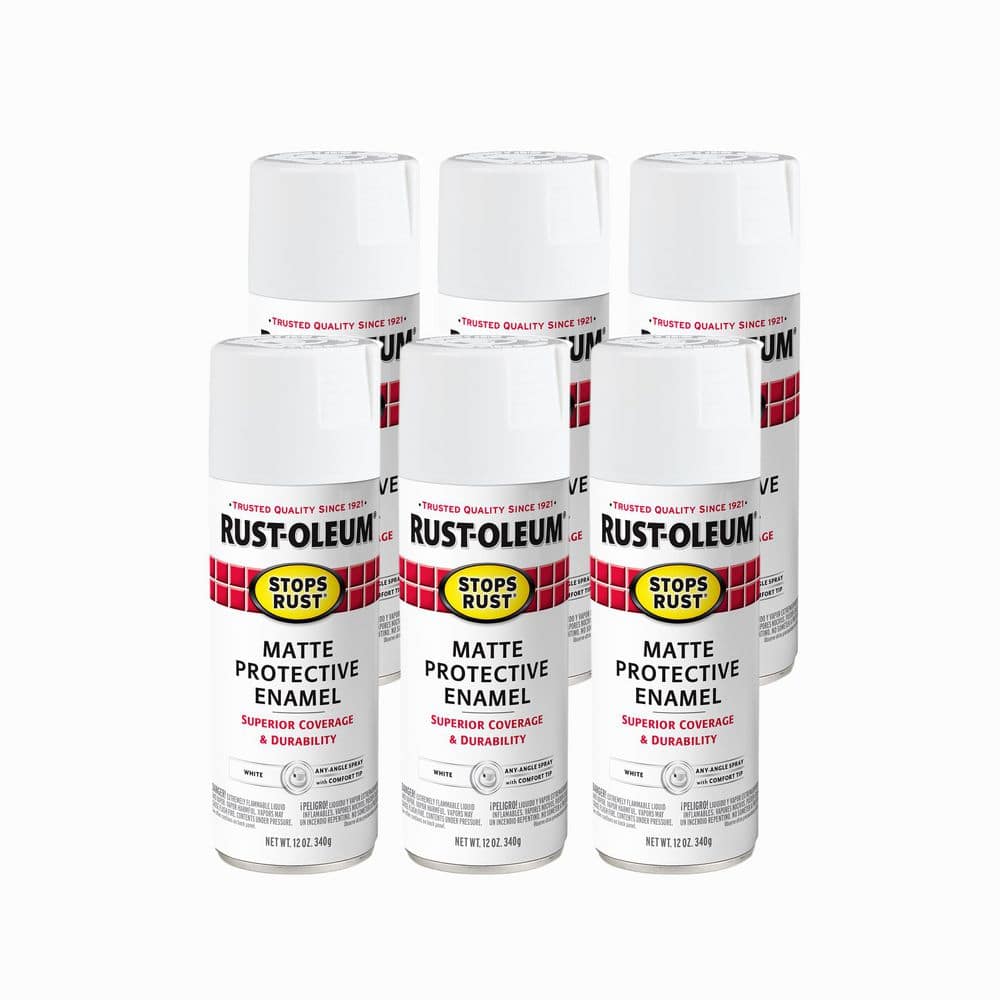 Rust-Oleum Stops Rust 12 oz. Protective Enamel Matte White Spray Paint ...