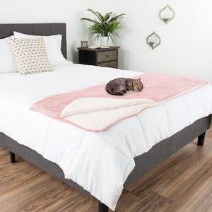 Lavish Home Pink Snowflakes Fleece Sherpa Polyester Throw Blanket 61 ...