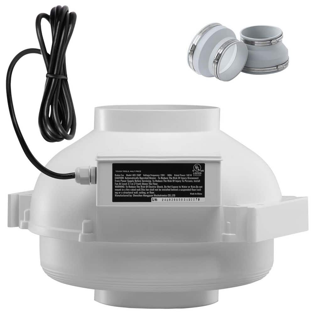 SKYSHALO 4 to 4.5 in. Radon Mitigation Fan System, Quiet 380 CFM Radon ...