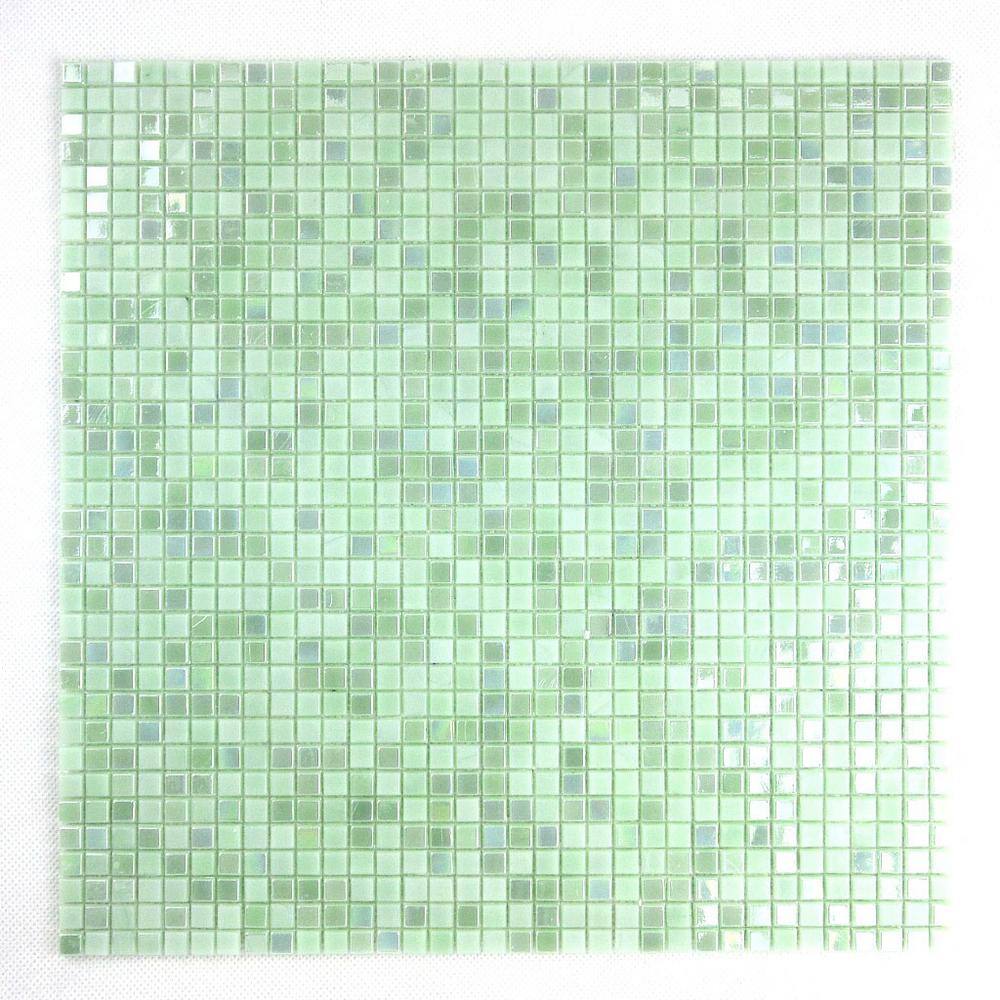 ABOLOS Galaxy Light Green Square 12 in. x 12 in. Glass Mosaic Wall Tile ...