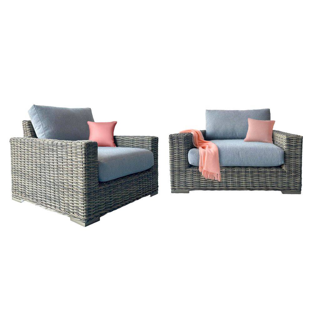Kinger Home Larry Lava Gray Premier Rattan Wicker Deep Seating Outdoor ...