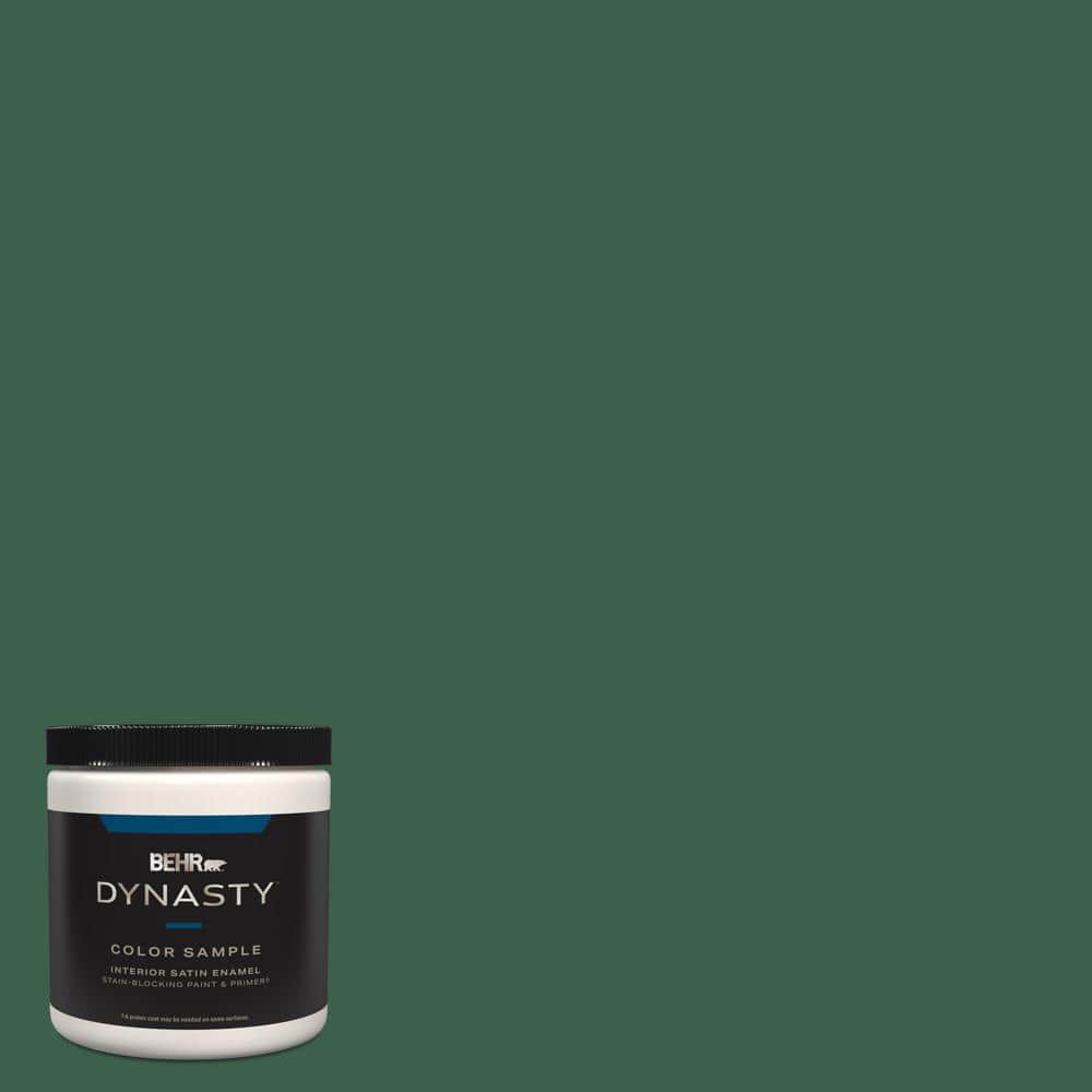 BEHR DYNASTY 8 oz. #470D-7 Windy Pine Satin Enamel Stain-Blocking ...