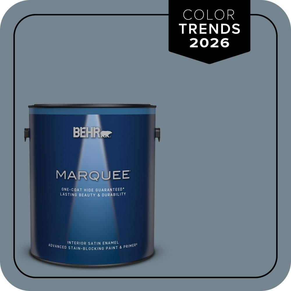 BEHR MARQUEE 1 gal. #N480-5 Adirondack Blue One-Coat Hide Satin Enamel ...