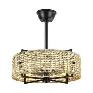 WDETR 20 in. Indoor Brown Bohemian Rattan Caged 7-Blades Ceiling Fan ...