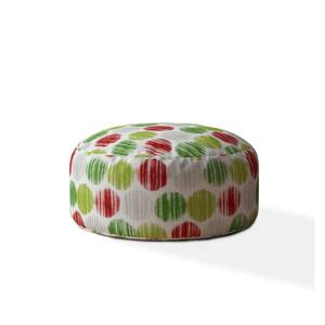 HomeRoots Charlie Green And White Cotton Round Pouf Cover Only ...
