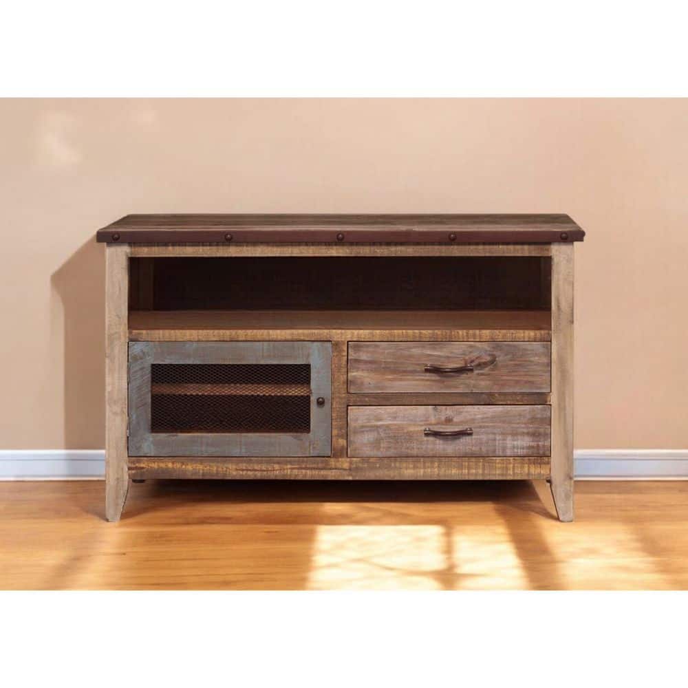 HomeRoots Brown TV Stand Fits TV's up to 50 in. with Drawers;Shelves ...