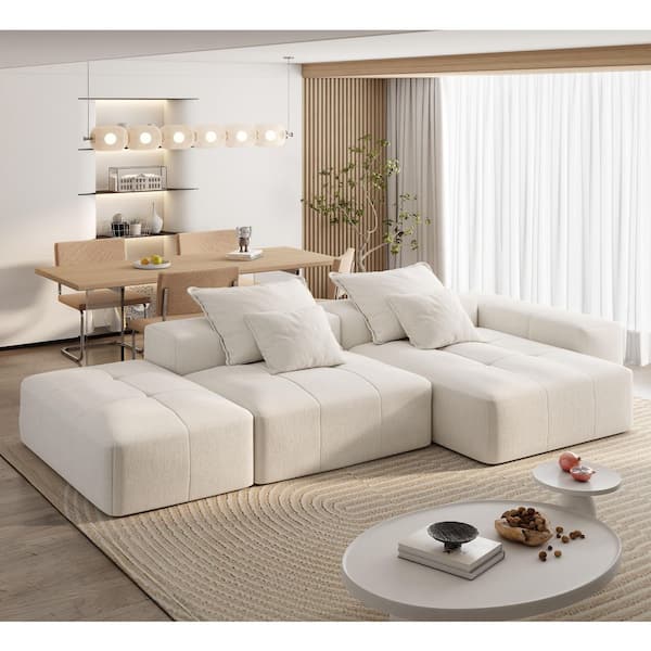Harper & Bright Designs 127.56 in. Chenille Modular Foam-Filled ...