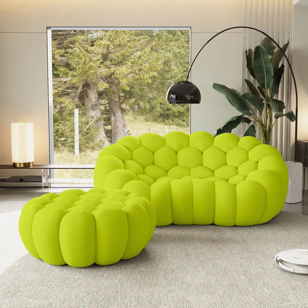 Magic Home Set of 2 Bubble Curved Sofa, 79 in. Memory Foam Mesh Fabric ...